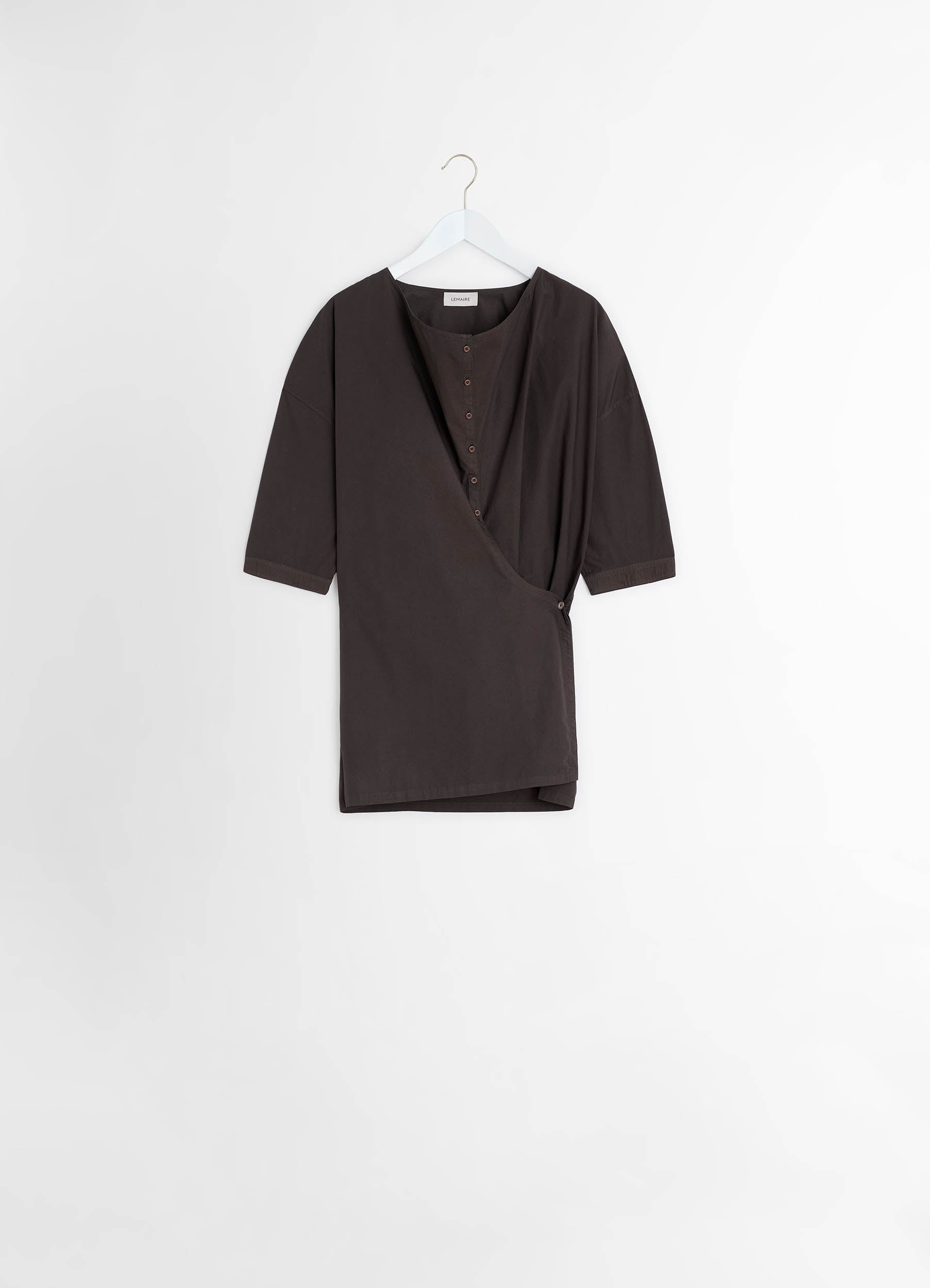 Lemaire Short Sleeve Twisted Shirt Dark Brown – Opia