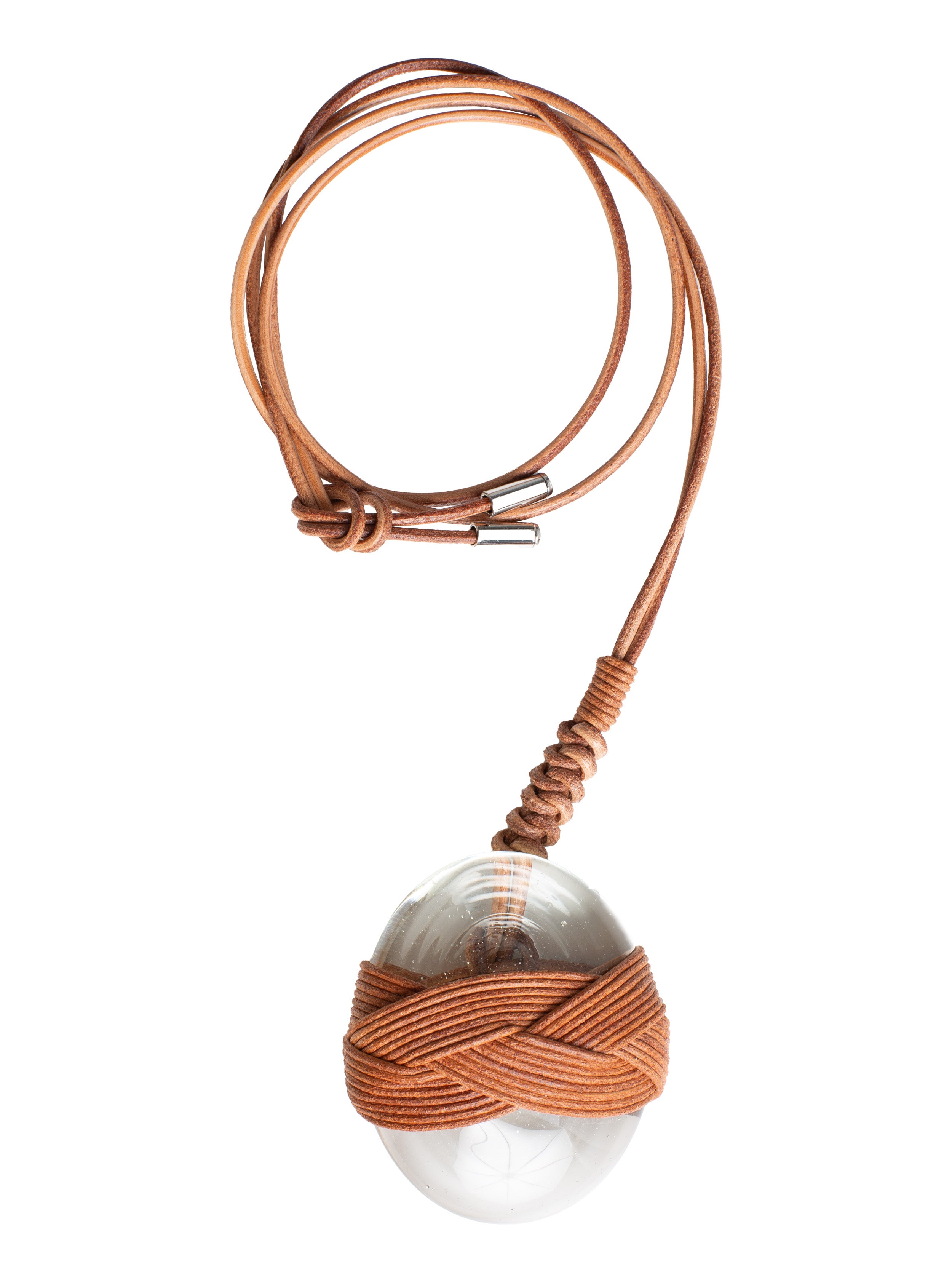 Seya Yotsume Musubi Drop Necklace Transparent Natural Brown – Opia